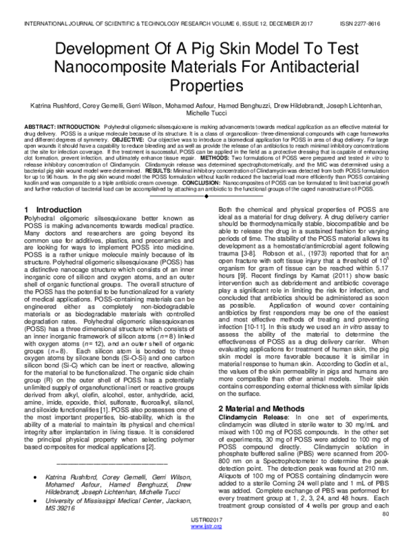 (PDF) Development Of A Pig Skin Model To Test Nanocomposite Materials ...