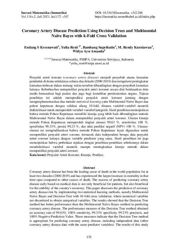 (PDF) Coronary Artery Disease Prediction Using Decision Trees and ...