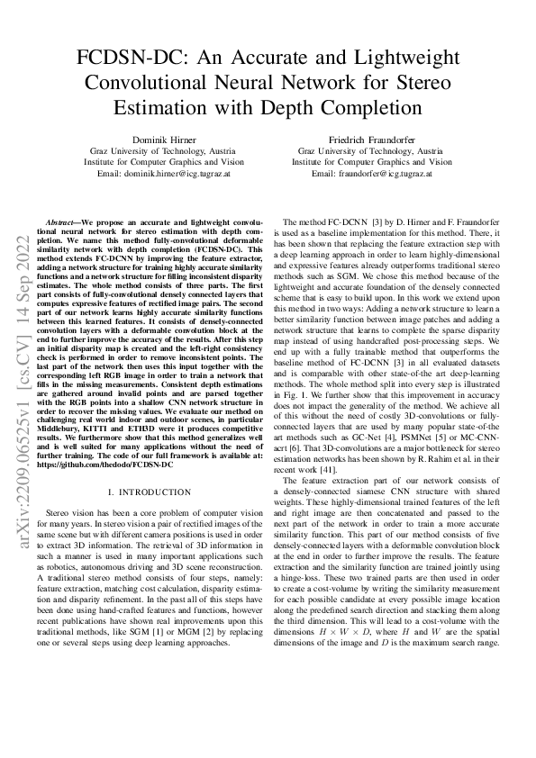 Pdf Fcdsn Dc An Accurate And Lightweight Convolutional Neural Network For Stereo Estimation