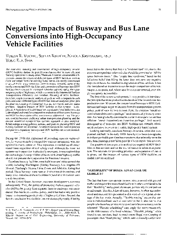 (PDF) Negative Impacts of Busway and Bus Lane Conversions Into High ...