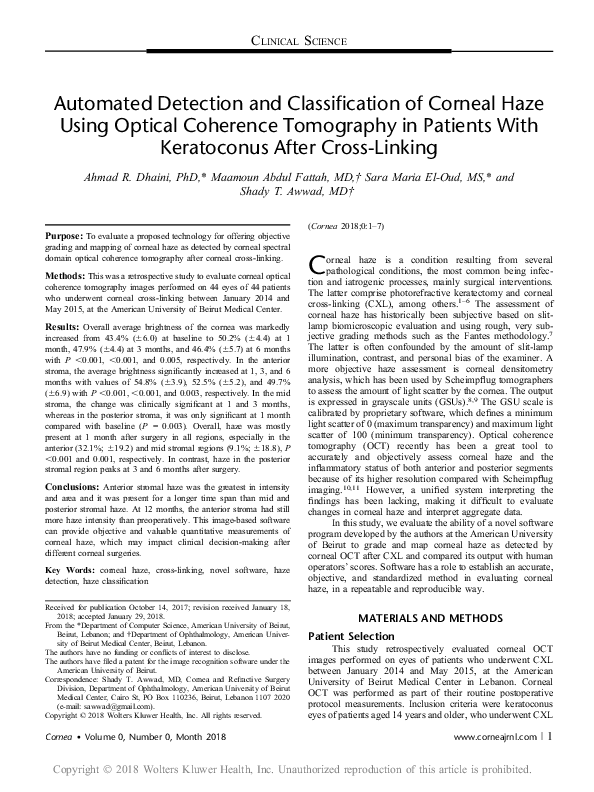 (PDF) Automated Detection and Classification of Corneal Haze Using Optical Coherence Tomography ...