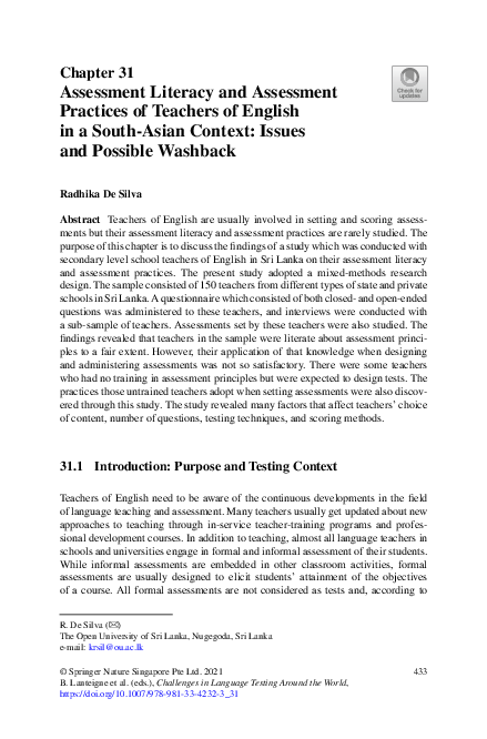(PDF) Assessment Literacy and Assessment Practices of Teachers of ...