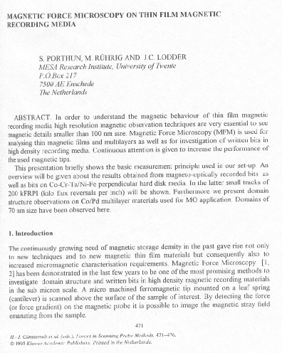 (PDF) Magnetic Force Microscopy on Thin Film Magnetic Recording Media