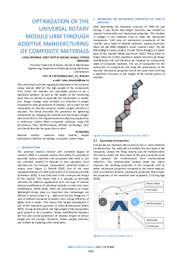 (PDF) Optimization of the Universal Rotary Module Urm Through Additive Manufacturing of ...