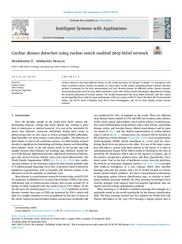 Pdf Cardiac Disease Detection Using Cuckoo Search Enabled Deep Belief Network