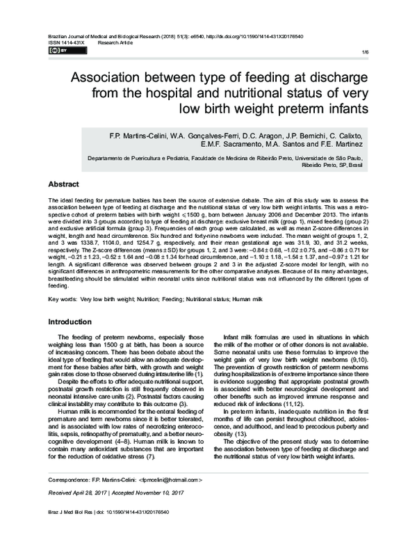 (PDF) Association between type of feeding at discharge from the ...
