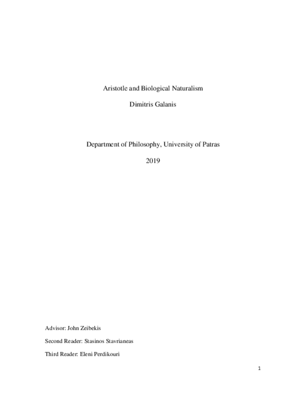 (PDF) Aristotle and Biological Naturalism