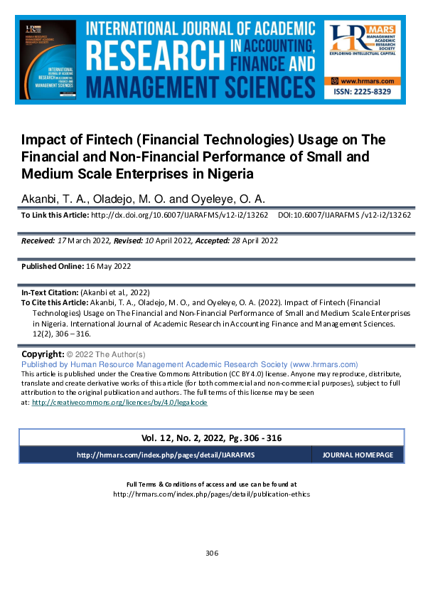 (PDF) Impact of Fintech (Financial Technologies) Usage on The Financial and Non-Financial ...