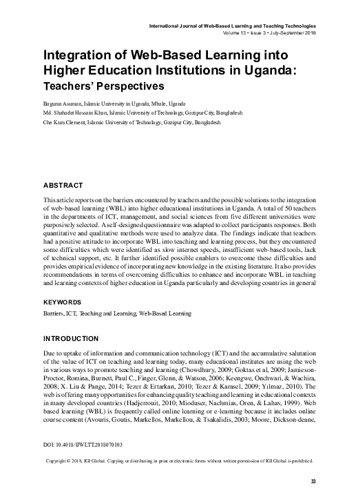 (PDF) Web-Based Learning Challenges in Uganda's Higher Ed