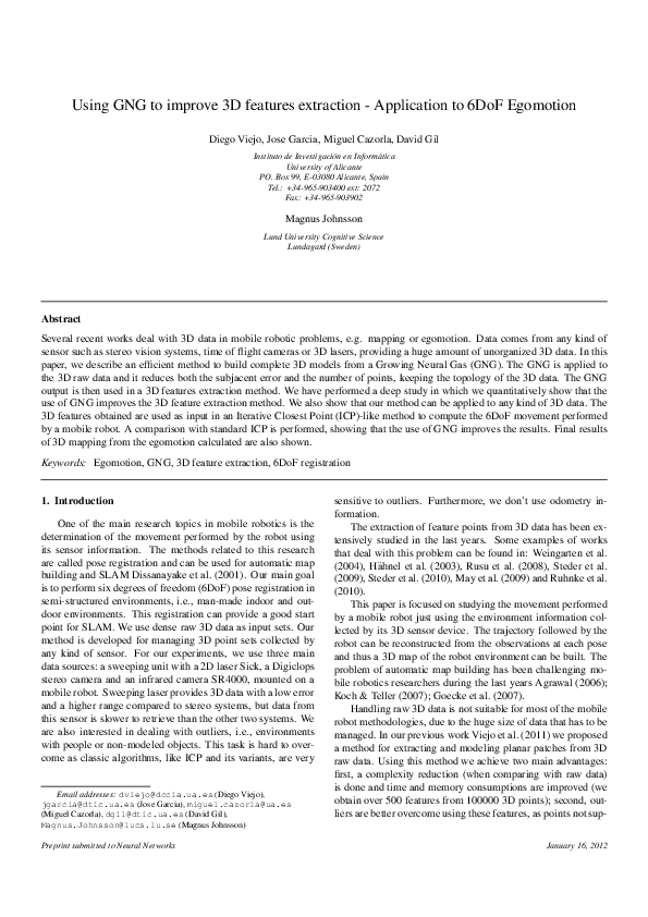 (PDF) Using GNG to improve 3D feature extraction—Application to 6DoF ...
