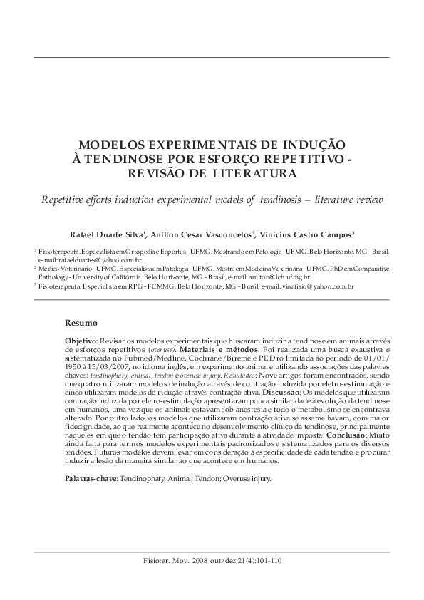(PDF) Modelos Experimentais De Indução À Tendinose Por Esforço ...