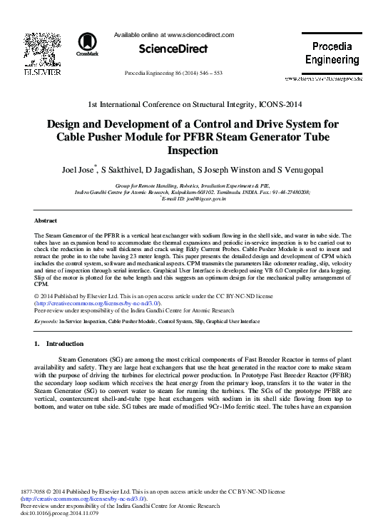 (PDF) Design and Development of a Control and Drive System for Cable Pusher Module for PFBR ...