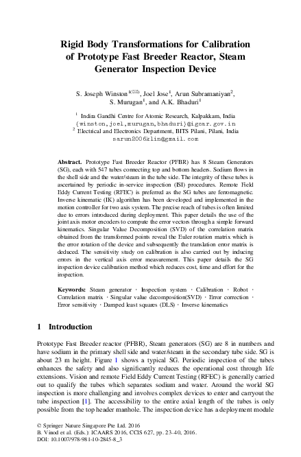 (PDF) Rigid Body Transformations for Calibration of Prototype Fast ...