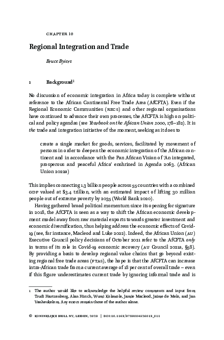 (PDF) Regional Integration and Trade