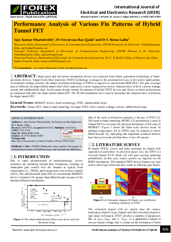 (PDF) Performance Analysis of Various Fin Patterns of Hybrid Tunnel FET