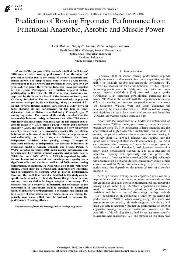(PDF) Prediction of Rowing Ergometer Performance from Functional Anaerobic, Aerobic and Muscle Power