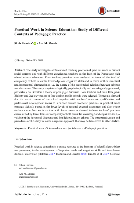 (PDF) Practical Work in Science Education: Study of Different Contexts ...
