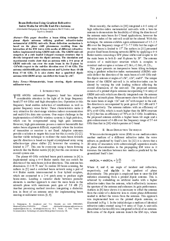 Pdf Beam Deflection Using Gradient Refractive Index Media For 60 Ghz