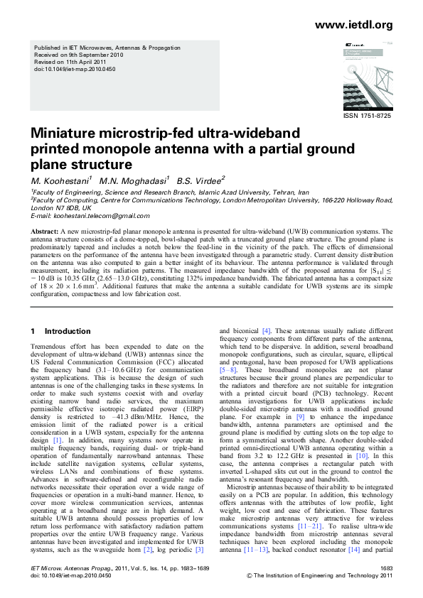 (PDF) Miniature microstrip-fed ultra-wideband printed monopole antenna ...
