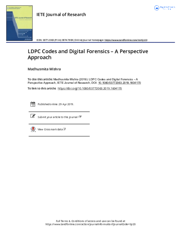 (PDF) LDPC Codes and Digital Forensics -A Perspective Approach