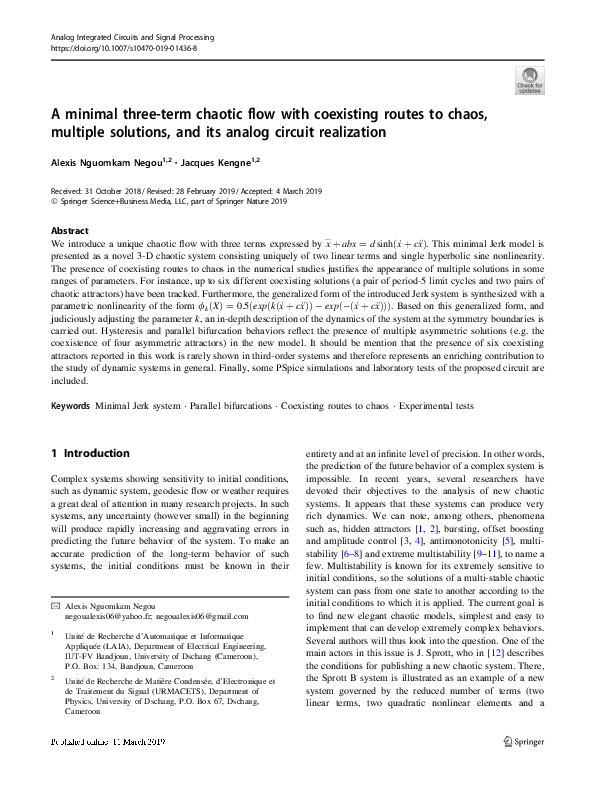 (PDF) Three-Term Chaotic Flow with Coexisting Solutions