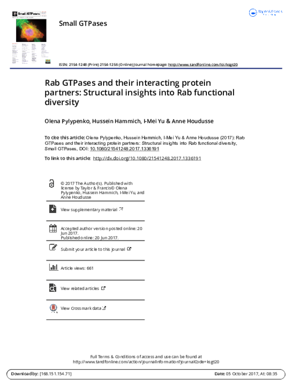 (PDF) Rab GTPases and their interacting protein partners: Structural ...