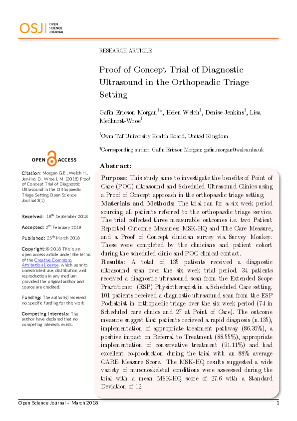 (PDF) Proof of Concept trial of diagnostic ultrasound in the ...