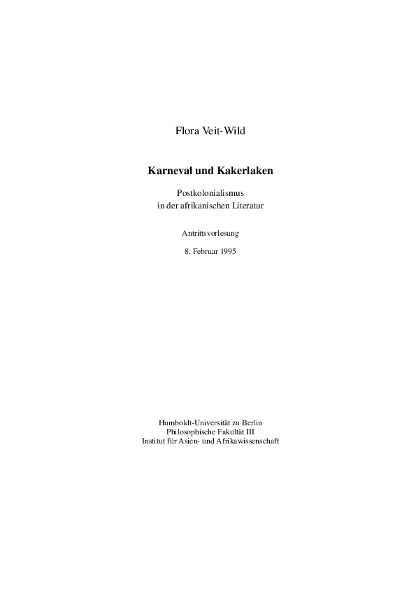 (PDF) Karneval und Kakerlaken