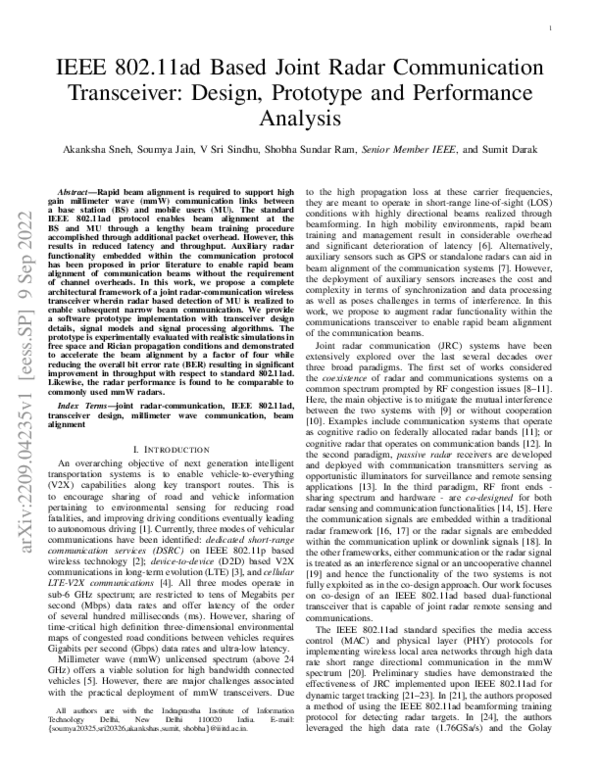 Pdf Ieee 802 11ad Based Joint Radar Communication Transceiver Design Prototype And