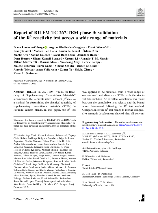 (PDF) Report of RILEM TC 267-TRM phase 3: validation of the R3 ...