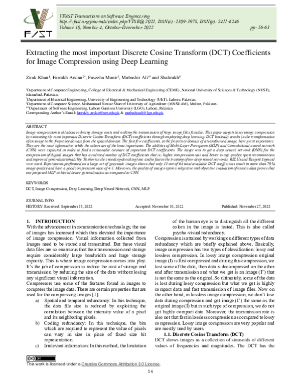 Pdf Extracting The Most Important Discrete Cosine Transform Dct Coefficients For Image