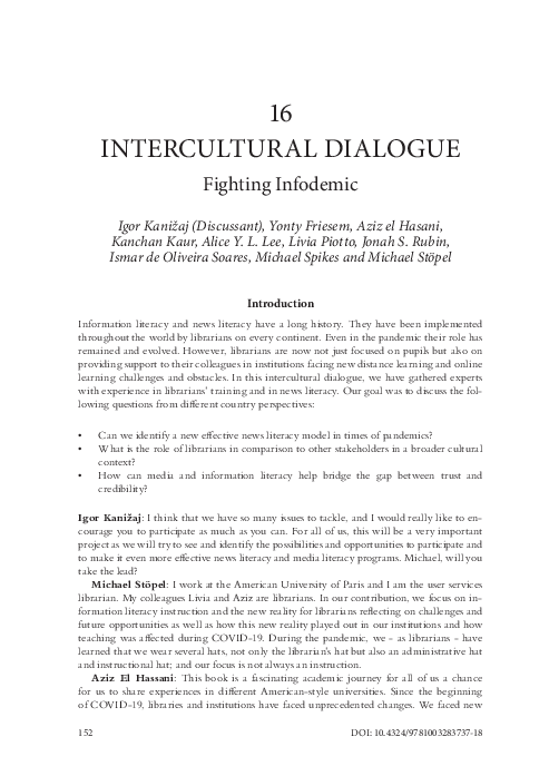 (PDF) INTERCULTURAL DIALOGUE Fighting Infodemic