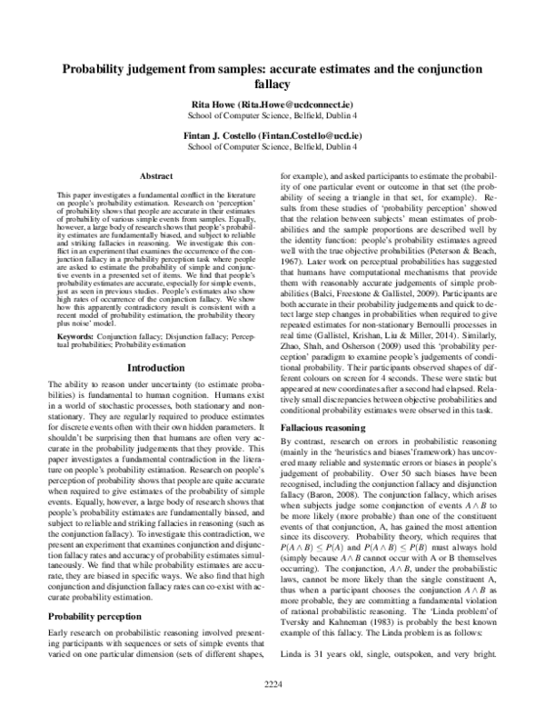(PDF) Probability judgement from samples: accurate estimates and the ...