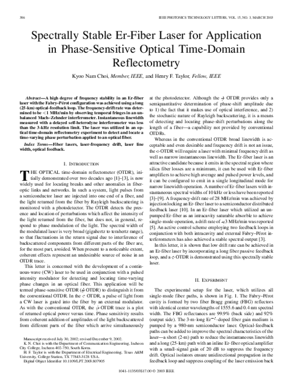 (PDF) Spectrally stable Er-fiber laser for application in phase ...