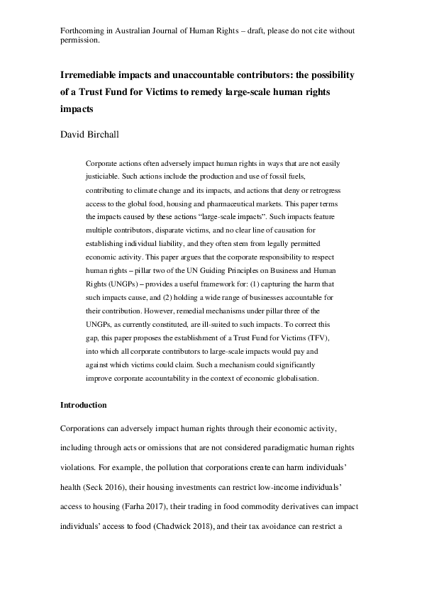 (PDF) Irremediable impacts and unaccountable contributors: the ...