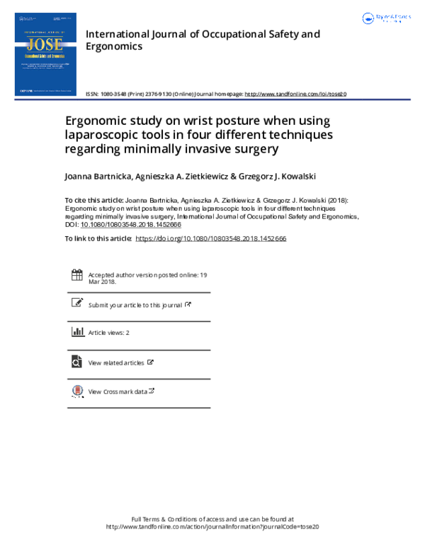 (PDF) Ergonomic study on wrist posture when using laparoscopic tools in ...