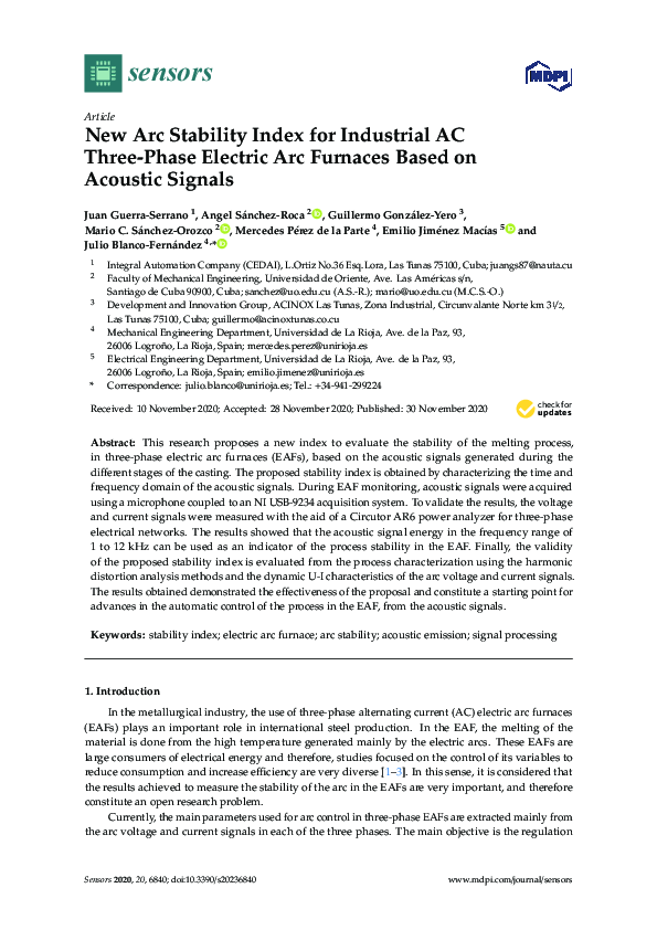 (PDF) New Arc Stability Index for Industrial AC Three-Phase Electric ...