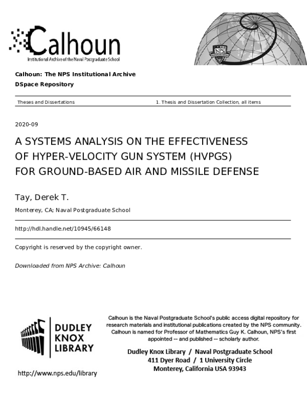 (PDF) A Systems Analysis on the Effectiveness of Hyper-Velocity Gun ...