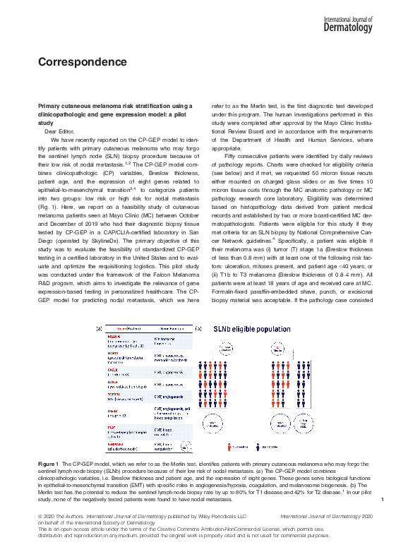 (PDF) Primary cutaneous melanoma risk stratification using a clinicopathologic and gene ...
