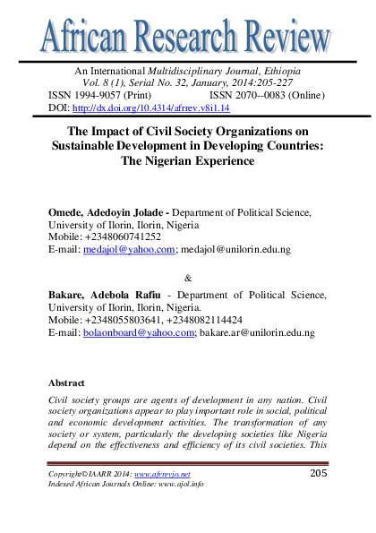 (PDF) The Impact of Civil Society Organizations on Sustainable ...