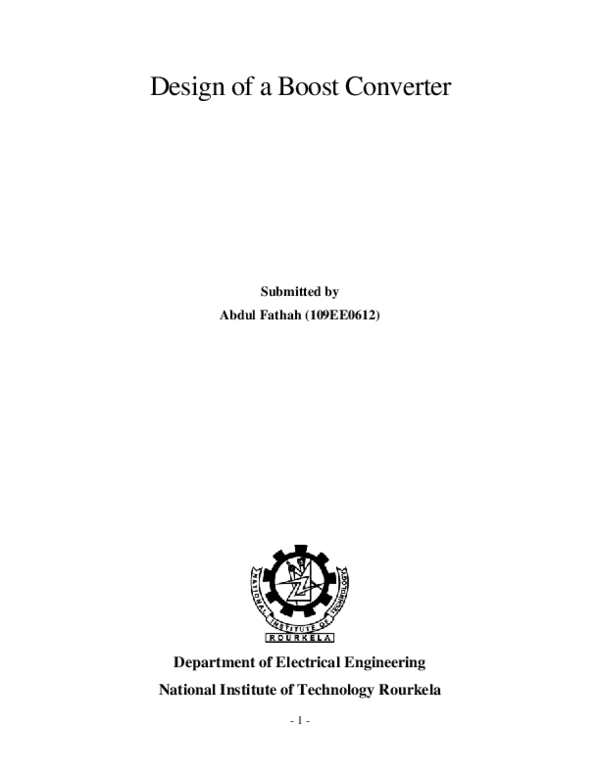 (PDF) Design of a Boost Converter