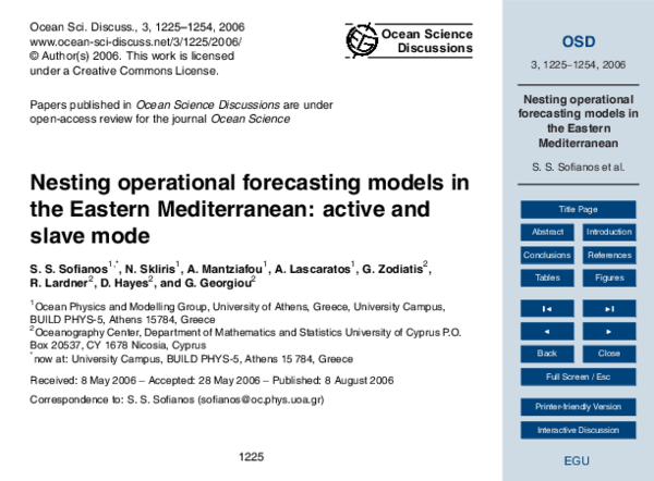 (PDF) Nesting operational forecasting models in the Eastern ...