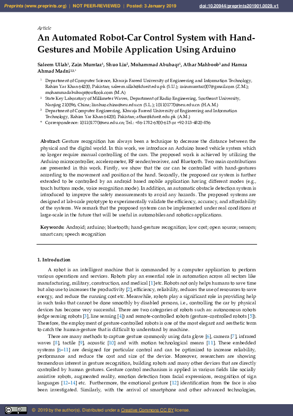 (PDF) An Automated Robot-Car Control System with Hand-Gestures and Mobile Application Using ...