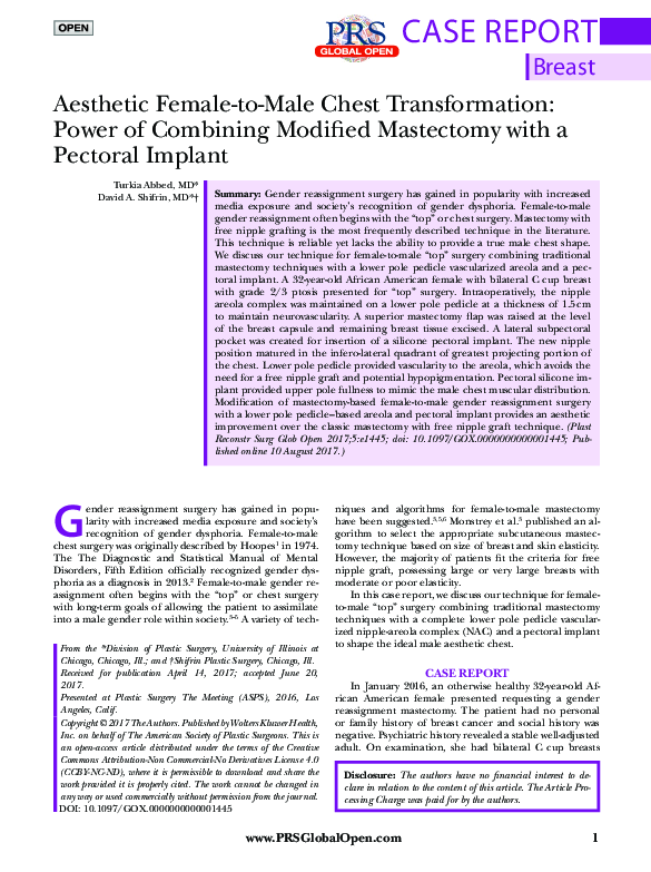 (PDF) Aesthetic Female-to-Male Chest Transformation