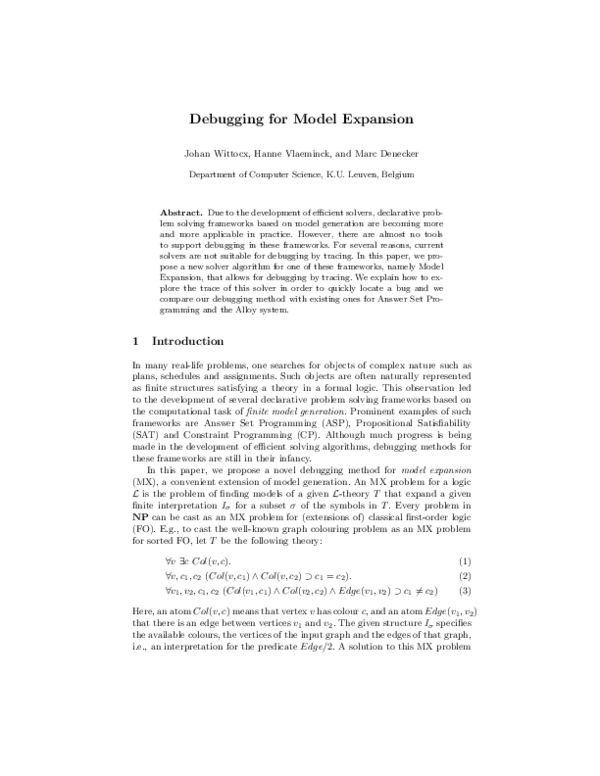 (PDF) Debugging for Model Expansion