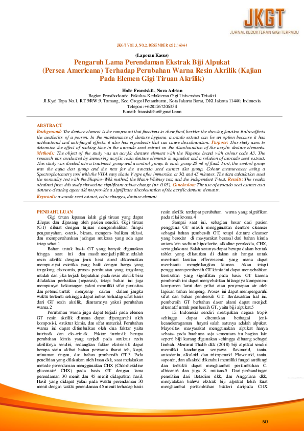 (PDF) Pengaruh Lama Perendaman Ekstrak Biji Alpukat (Persea Americana ... (PDF) Pengaruh Lama Perendaman Ekstrak Biji Alpukat (Persea Americana ...