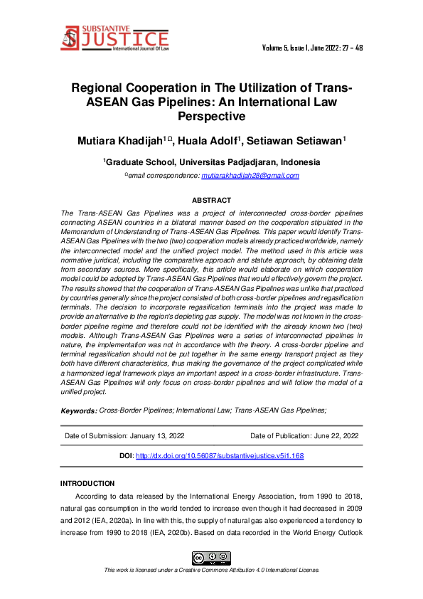 (PDF) Regional Cooperation in The Utilization of Trans-ASEAN Gas ...