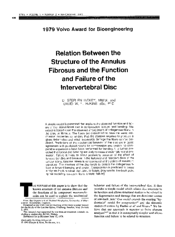 (PDF) Relation Between the Structure of the Annulus Fibrosus and the ...