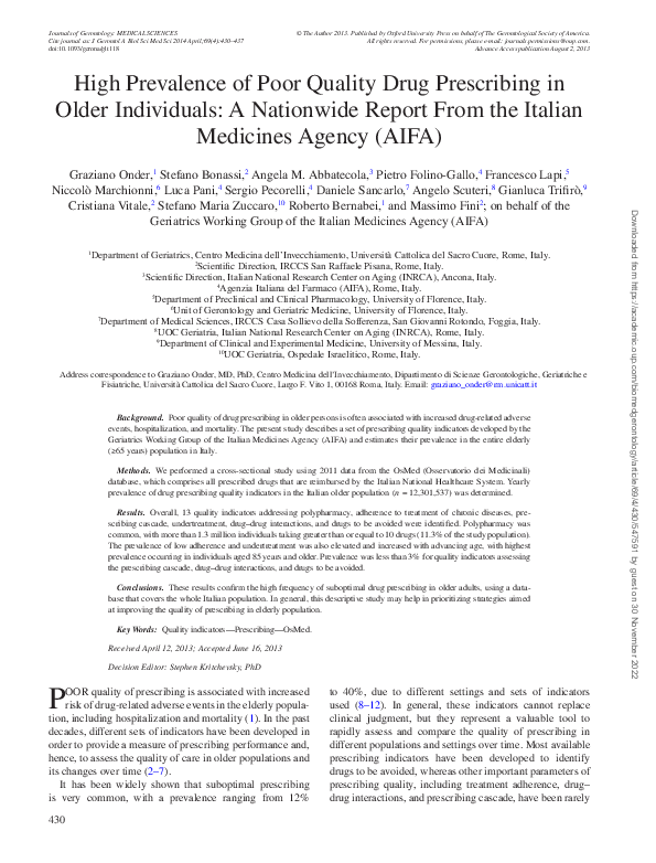 (PDF) High Prevalence of Poor Quality Drug Prescribing in Older ...
