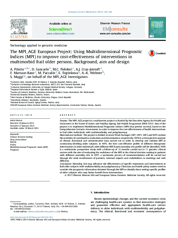 (PDF) The MPI_AGE European Project: Using Multidimensional Prognostic Indices (MPI) to improve ...